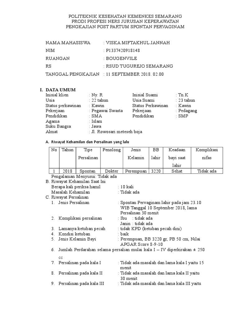 Askep Post Partum Normal | PDF