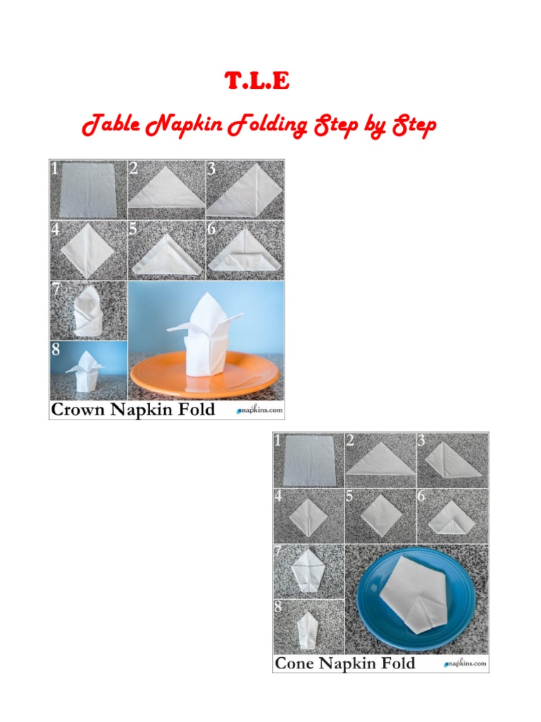 Table Napkin Folding Step by Step | PDF