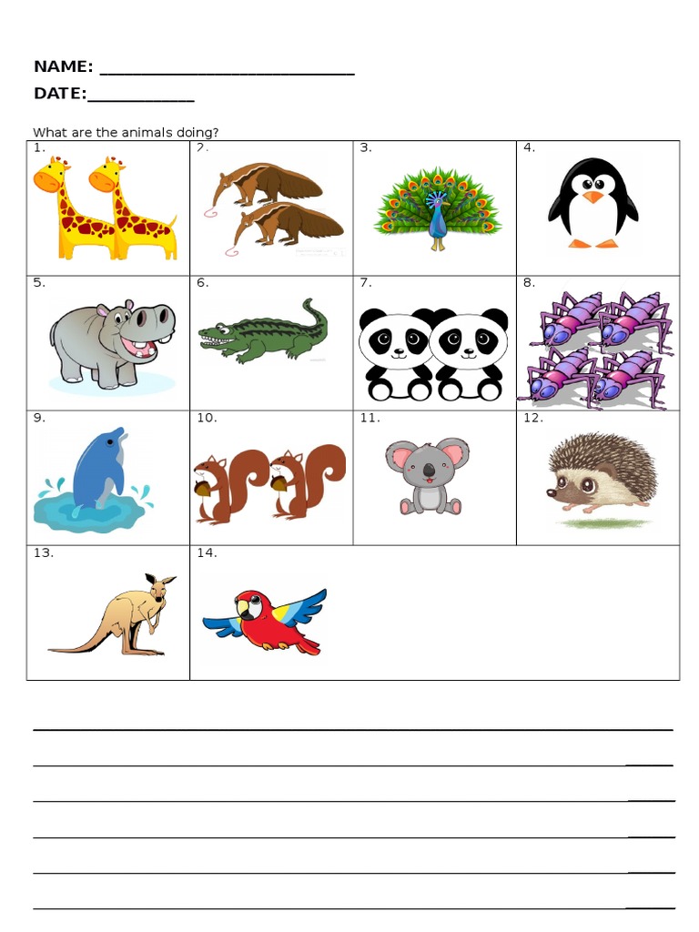 Animals Doing Activities Worksheet | PDF