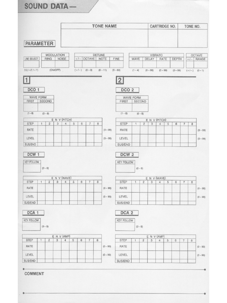 Casio CZ Sound Data Sheet | PDF