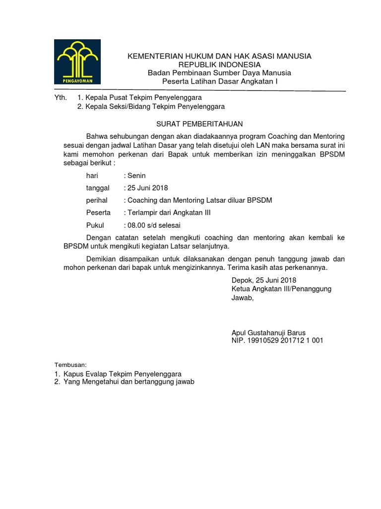 Surat Izin Mentoring Angkatan III Fixed | PDF