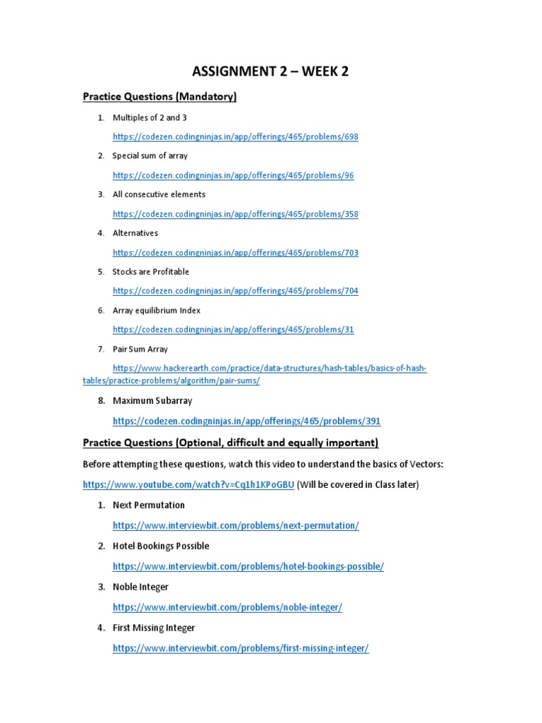 Assignment 2 - Week 2: Practice Questions (Mandatory) | PDF | Computers | Technology & Engineering