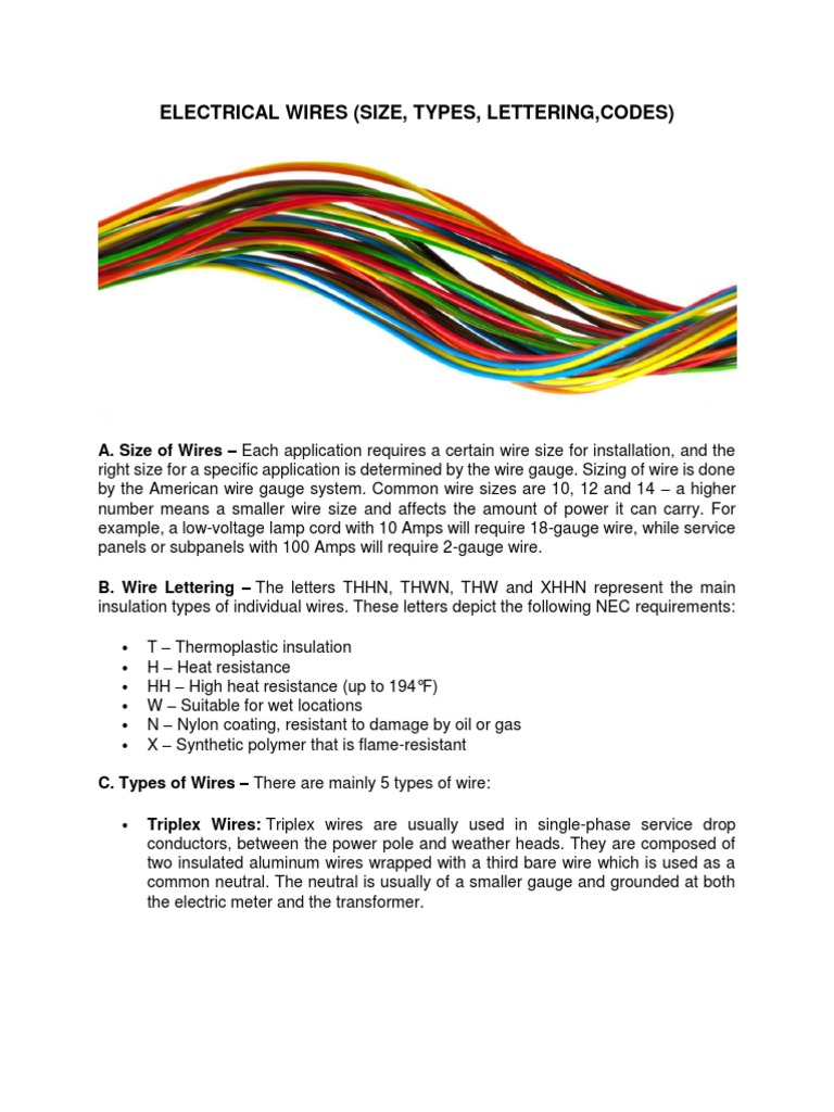 Types and Specifications of Electrical Wires | PDF | Coaxial Cable | Wire