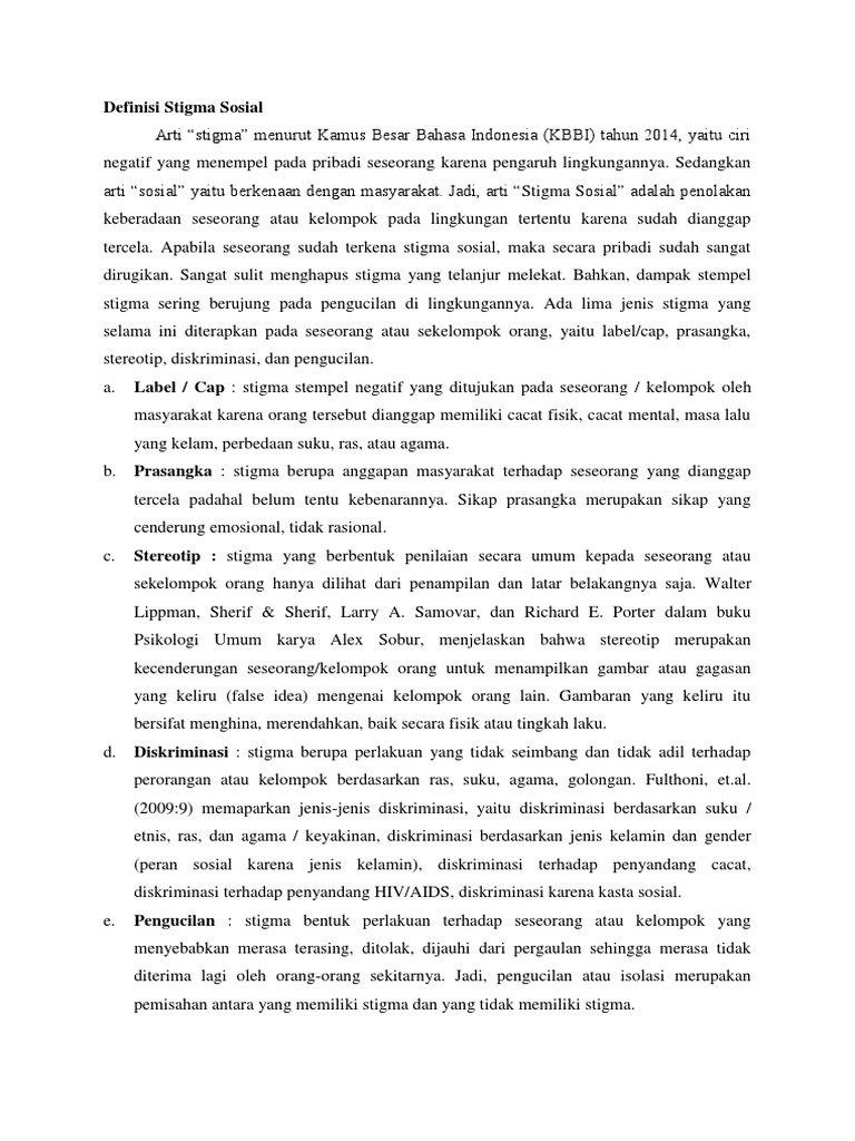 Definisi Stigma Sosial | PDF