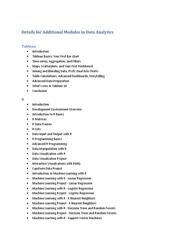 Details For Additional Modules in Data Analytics | Download Free PDF ...