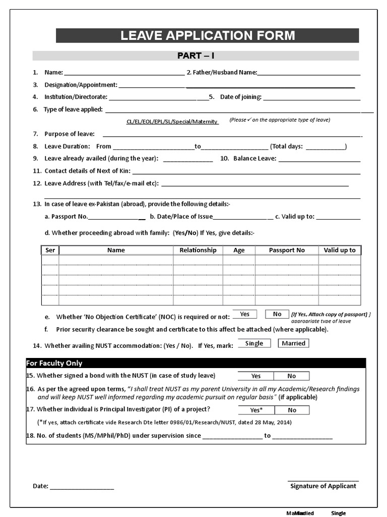 Revised Leave Application Form - June 2016 | PDF | Doctor Of Philosophy ...