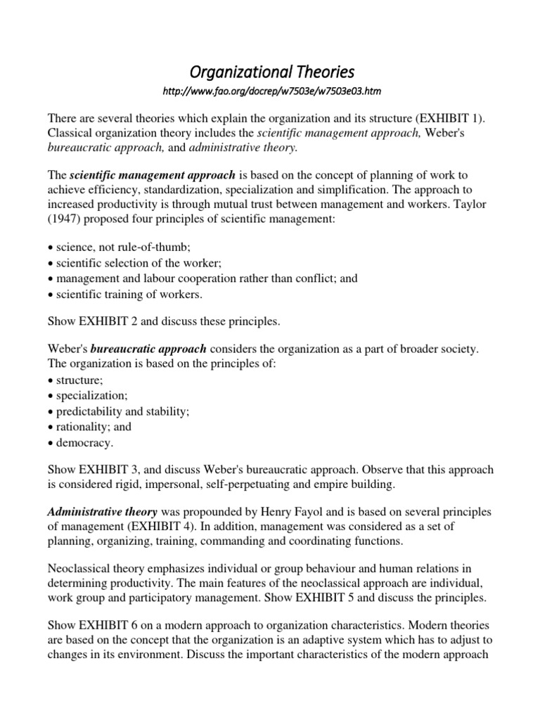 Management Organizational Theories | PDF | Power (Social And Political ...