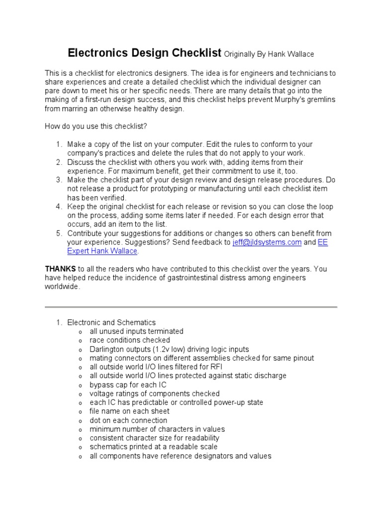 Electronics Design Checklist PDF | PDF | Printed Circuit Board ...