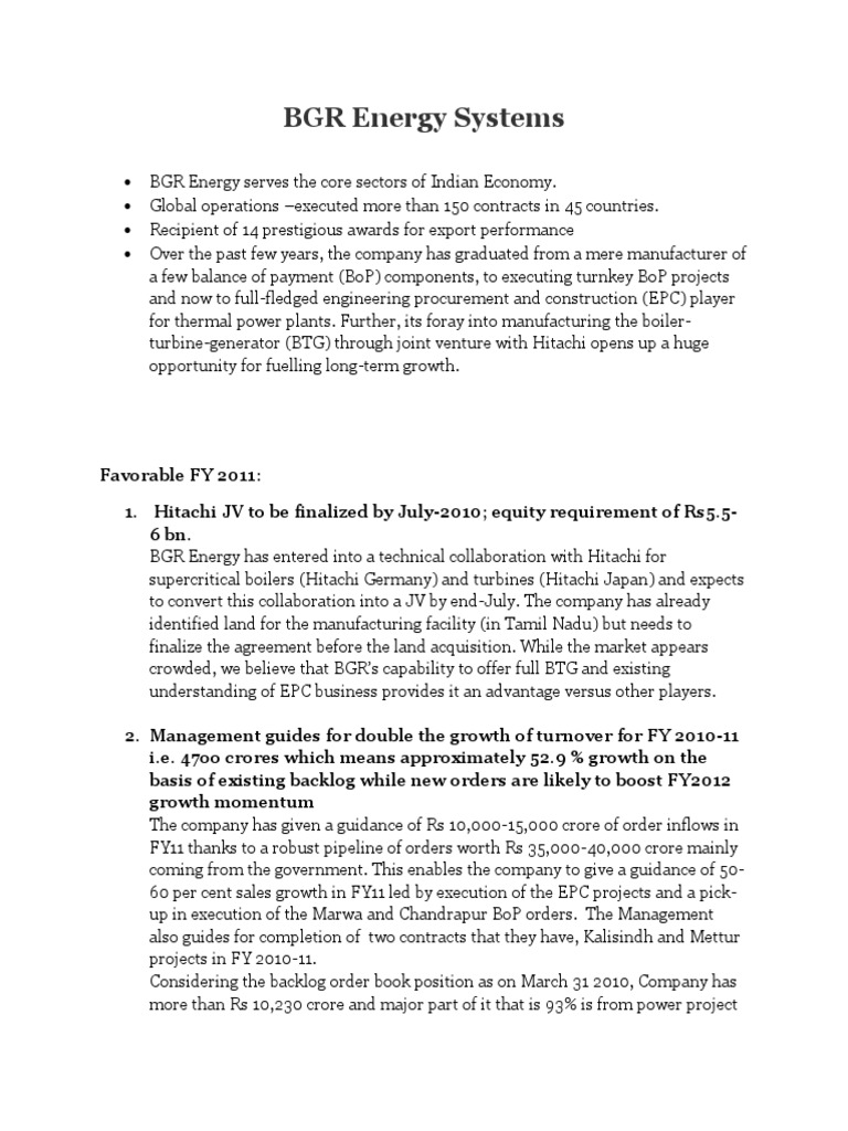 BGR Energy | PDF | Economies