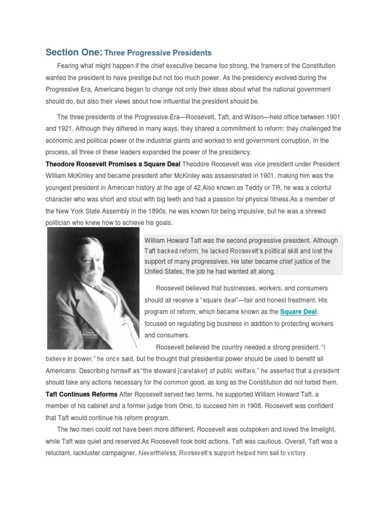 Tci Progressive Era Presidents | PDF | Federal Reserve System | Prohibition