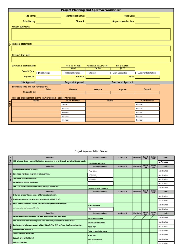 Project Planning and Approval Worksheet | PDF | Cost | Goal