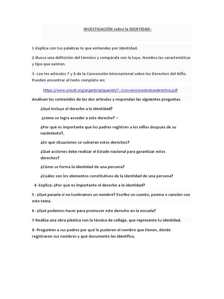 Trabajo Sobre Identidad | PDF