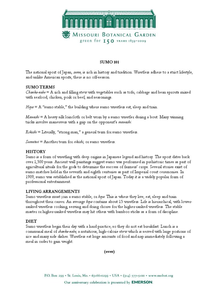 Sumo Fact Sheet PDF | PDF | Japanese Martial Arts | Combat Sports