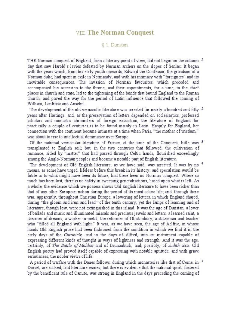 The Norman Conquest: Viii. 1. Dunstan | PDF | Normans | Norman Conquest Of England
