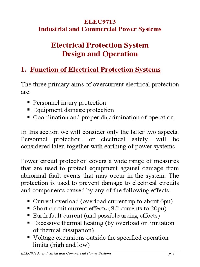 ELEC9713-11 Lec06 Protection | PDF | Electric Power System | Relay