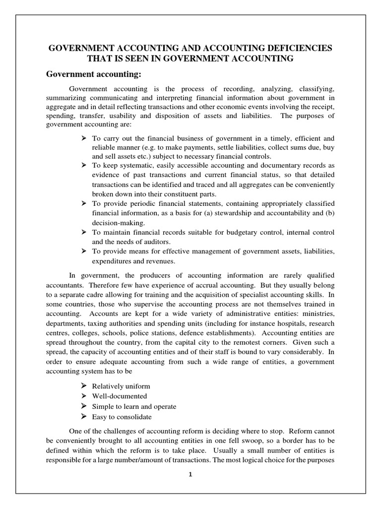 Government Accounting and Accounting Deficiencies That Is Seen in ...