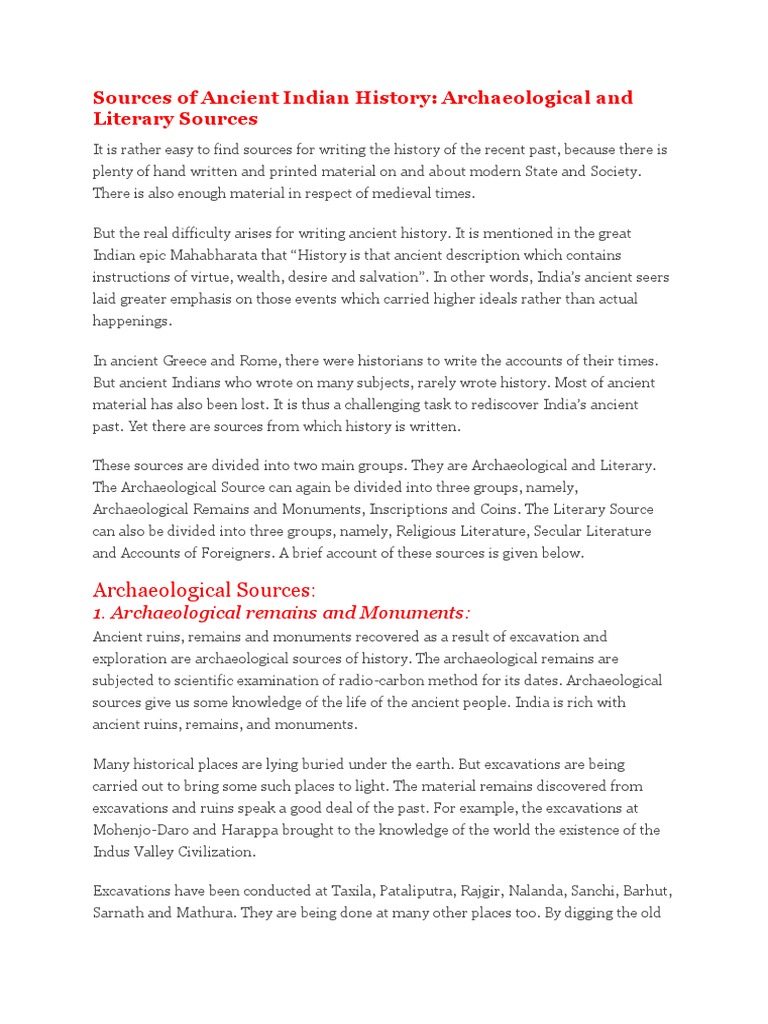 Sources of Ancient Indian History: A Comprehensive Overview of ...