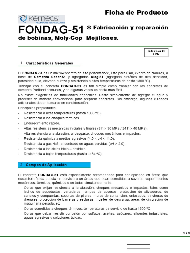 Ficha Tecnica FONDAG, Fabricación y Reparación Bobinas Moly-Cop | PDF ...