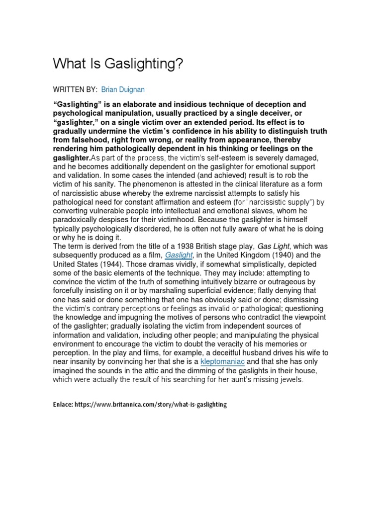 What is Gaslighting? Understanding Psychological Manipulation | PDF ...