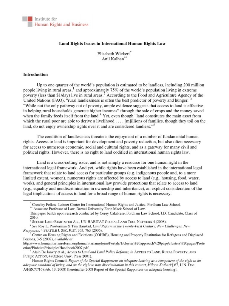 Land Rights Issues in International HRL | PDF