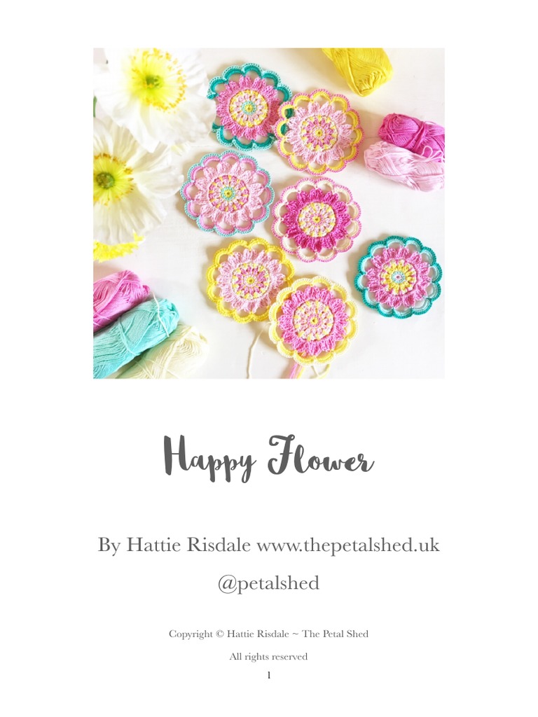 Free Pattern Crochet - Happy Flower PDF | PDF | Crochet | Yarn