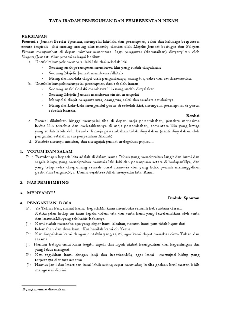 Tata Ibadah Peneguhan Dan Pemberkatan Nikah | PDF