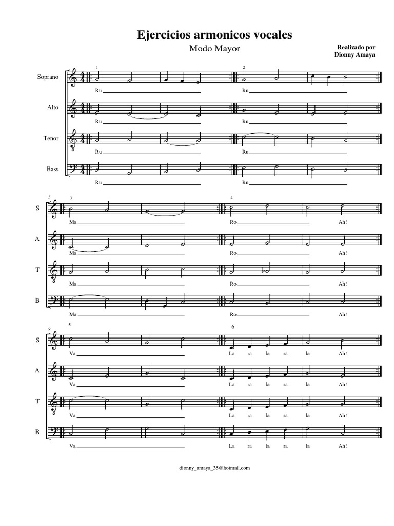 Ejercicios Arm Vocal | PDF | Elementos de la música | Tecnicas musicales