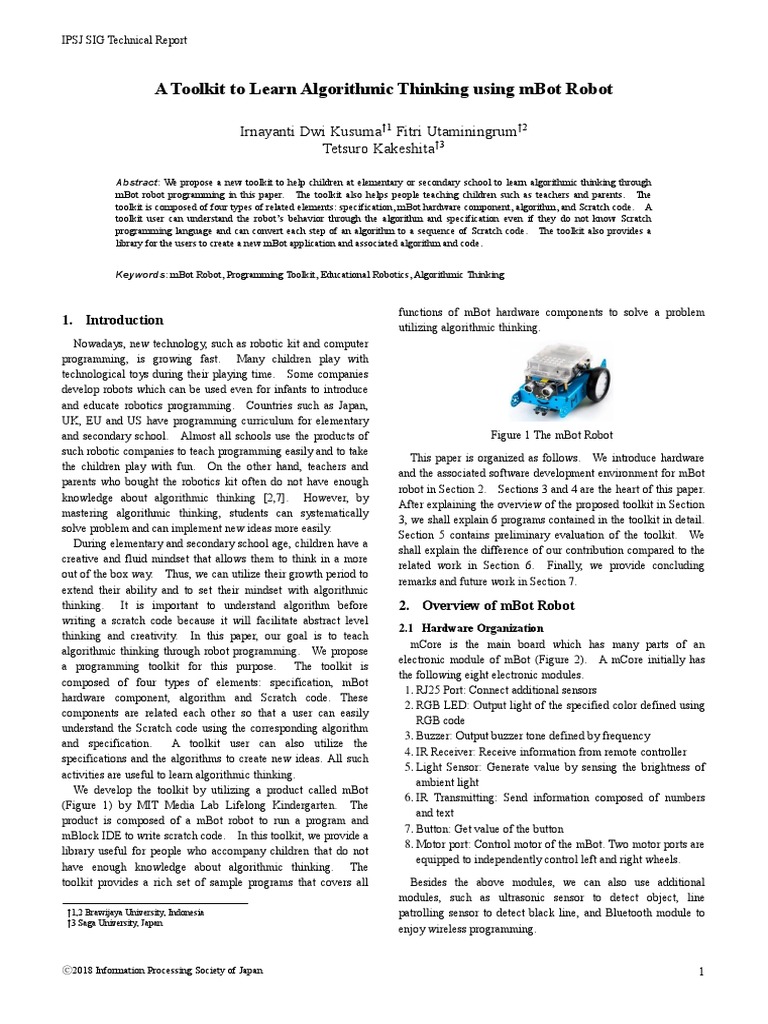 mBot Toolkit for Algorithmic Learning | PDF | Subroutine | Algorithms