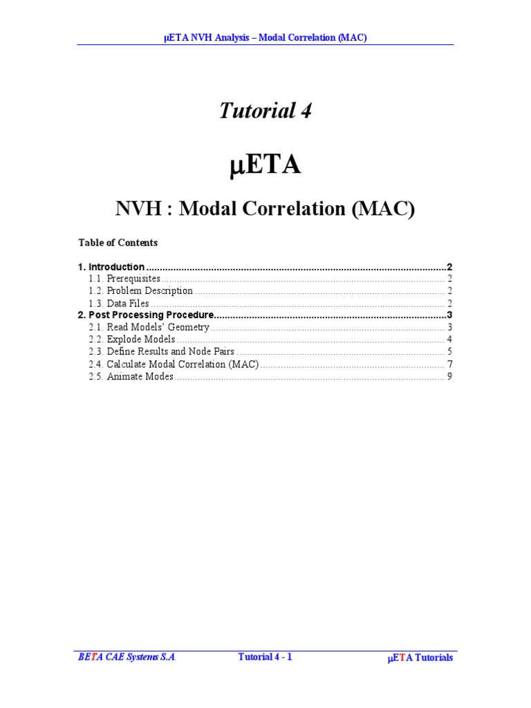 Tutorial 4: NVH: Modal Correlation (MAC) | PDF | Computing | Software