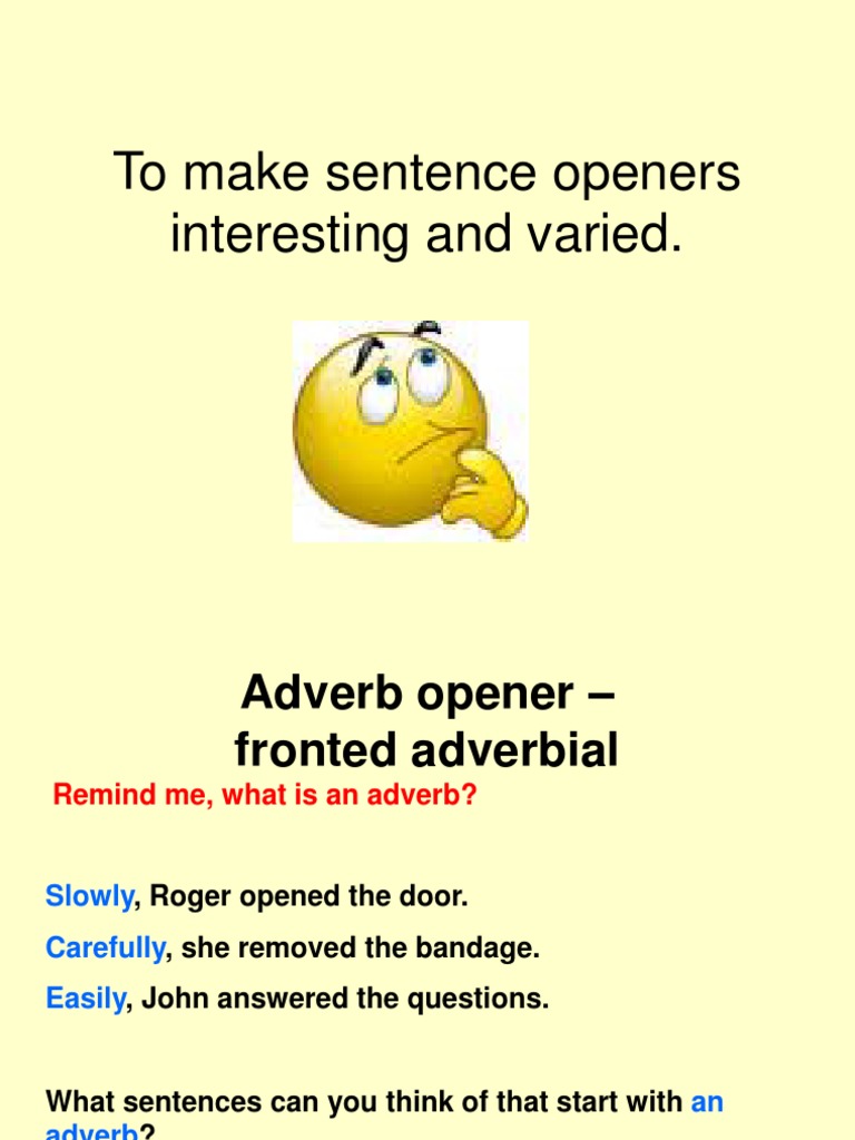 To Make Sentence Openers Interesting and Varied | PDF