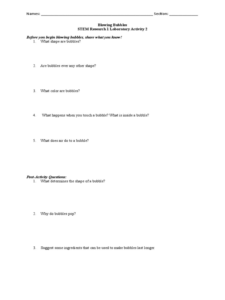 STEM Bubble Experiment Guide | PDF