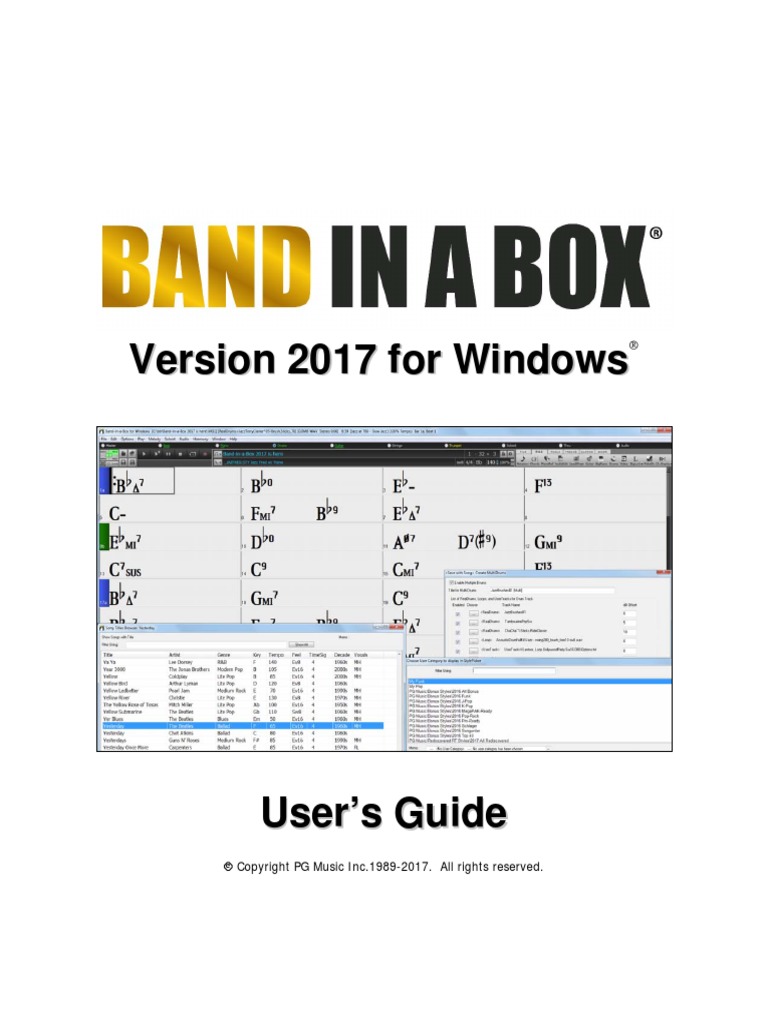 Band In A Box 2017 Manual Download Free Pdf Synthesizer Software