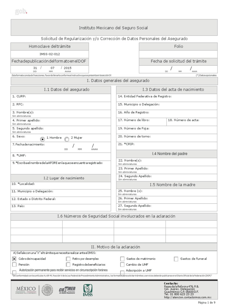 Solicitud de Regularización y/o Corrección de Datos Personales del ...