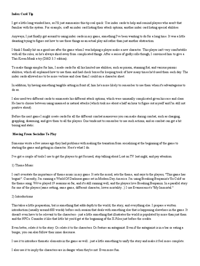 RPG Tips | PDF | Role Playing Games