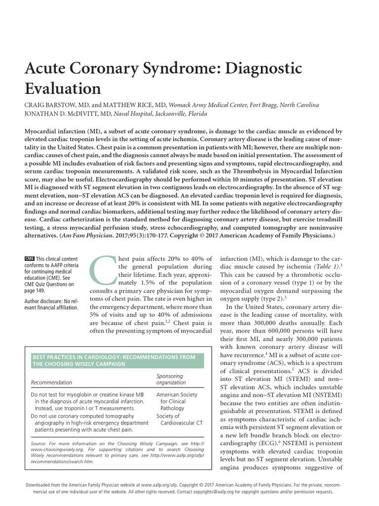 Acute Coronary Syndrome PDF | PDF | Myocardial Infarction | Coronary ...