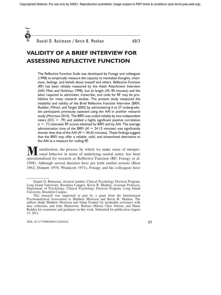 RUTIMANN - 2012 - Validity of A Brief Interview For Assessing ...