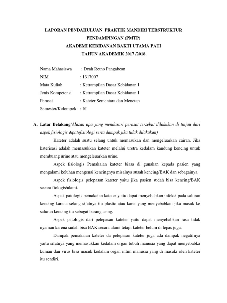 LP Pemasangan Dan Pelepasan Kateter | PDF