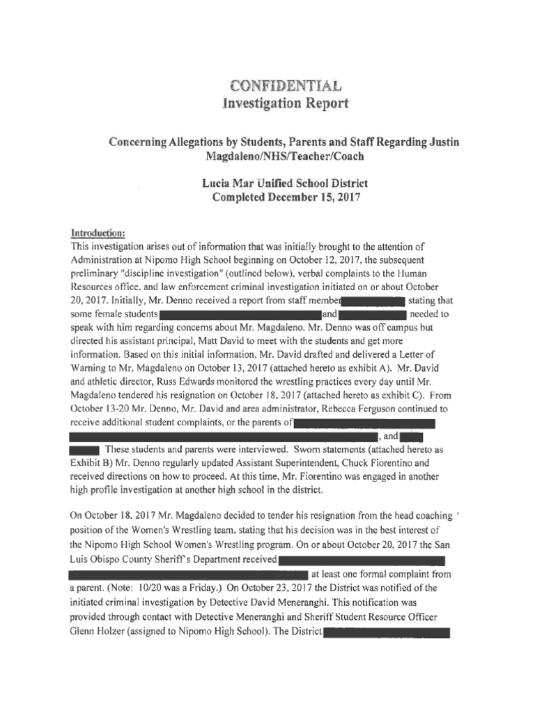 Lucia Mar Magdaleno Title IX Investigation Report | PDF