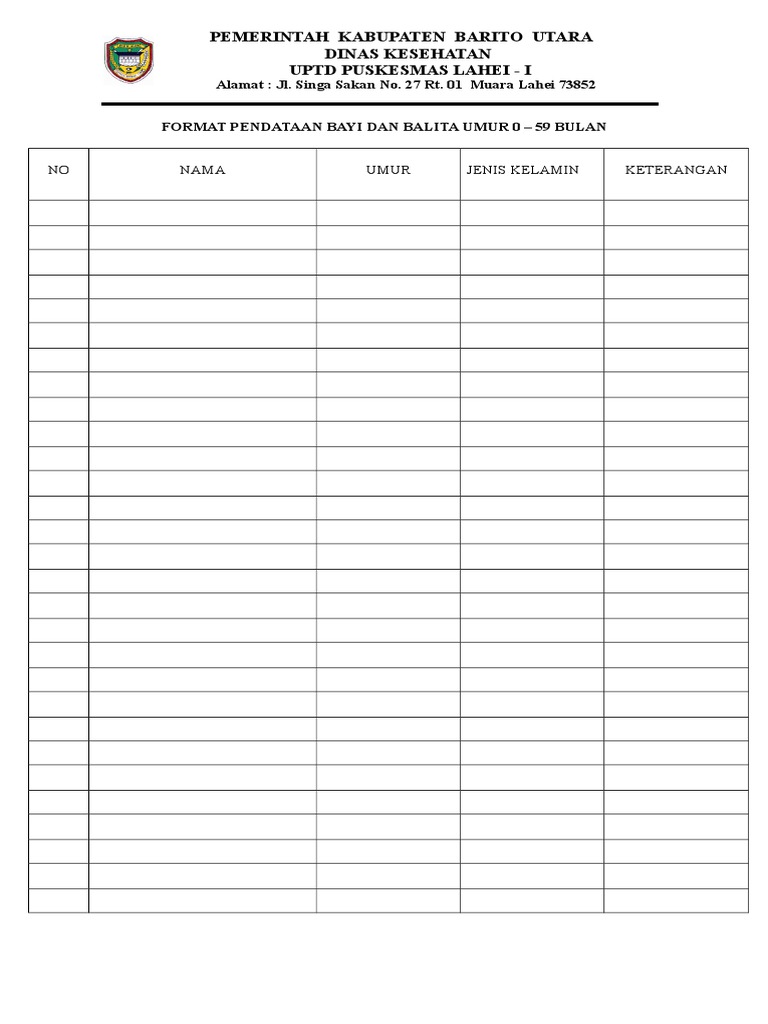 Blangko Pendataan Bayi Dan Balita | PDF