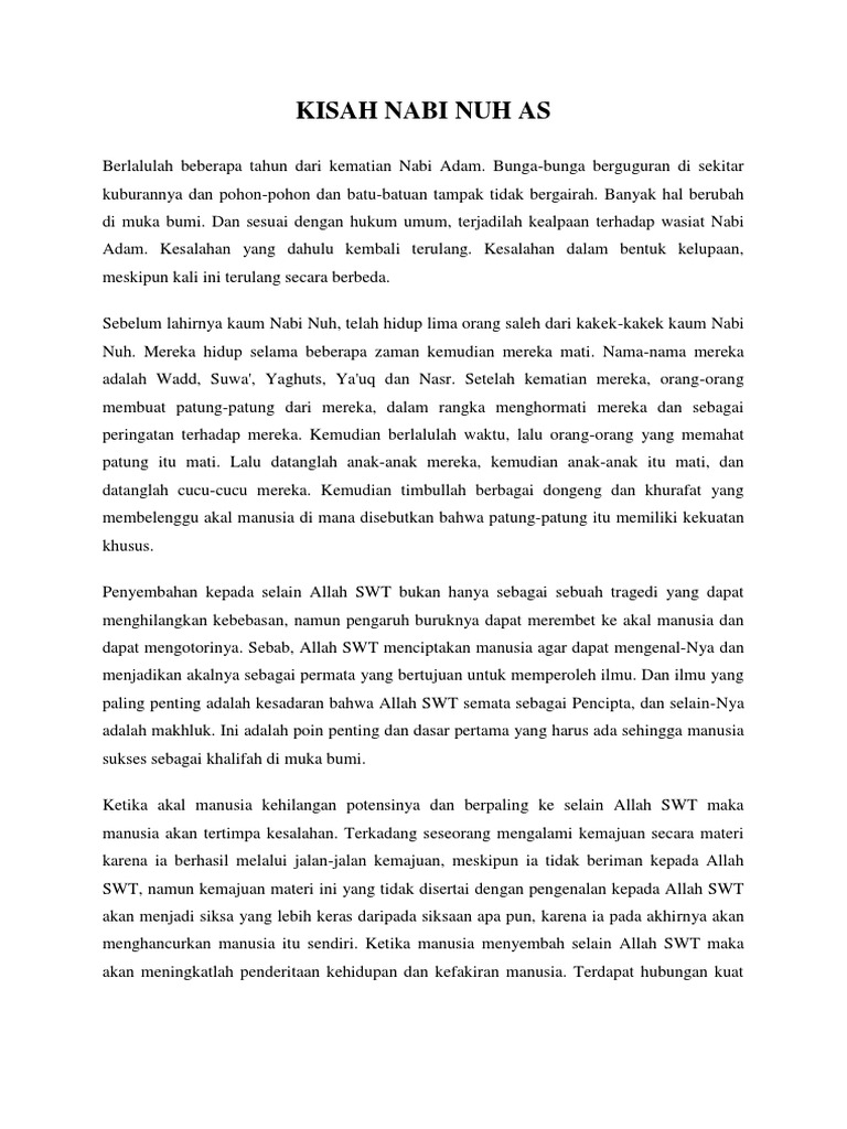 Kisah Nabi Nuh: Dakwah dan Tantangan | PDF | Agama & Spiritualitas