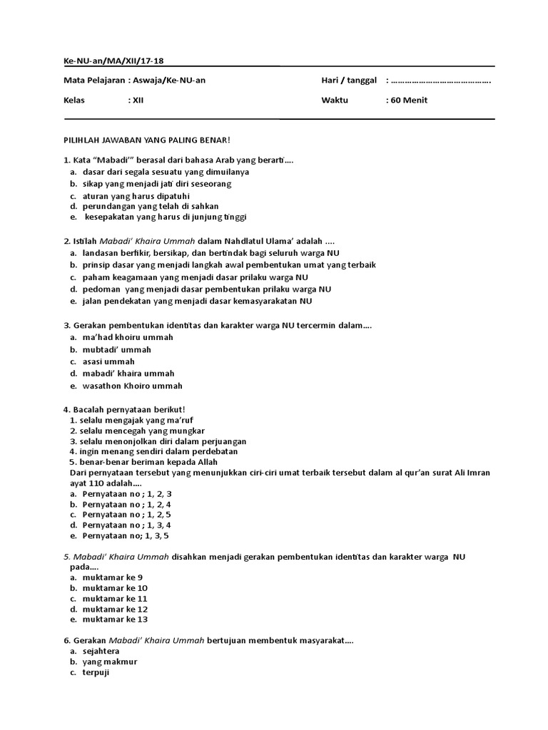 UTS Genap Kls X SMT2 2018 | PDF | Ilmu Sosial | Agama & Spiritualitas