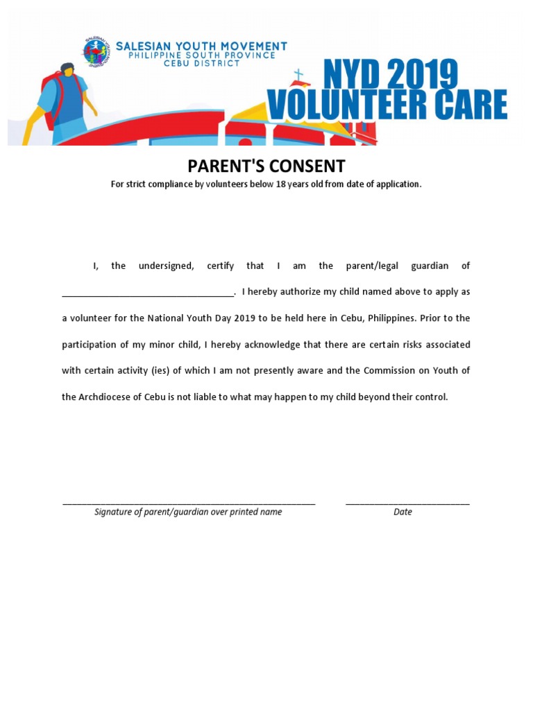 Parent Consent for Youth Volunteers | PDF | Social Science