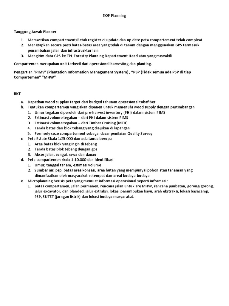 SOP Planning | PDF
