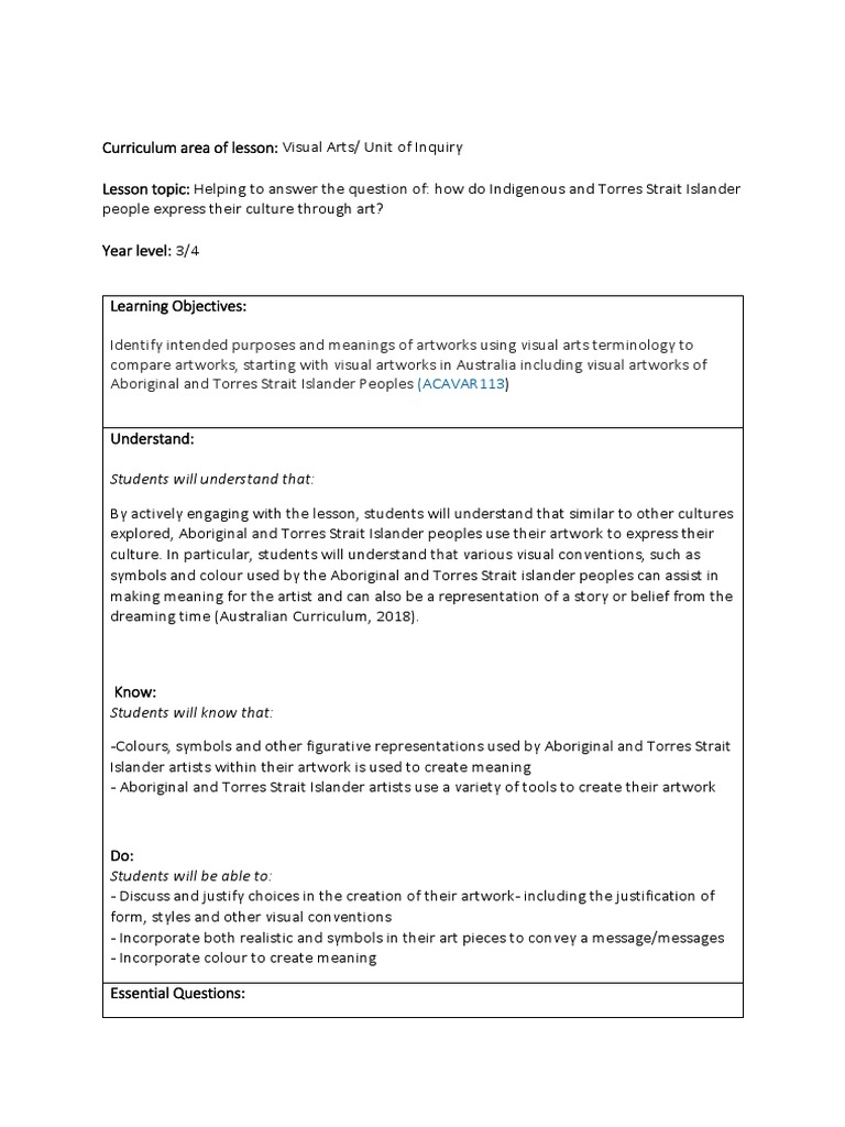 Uoi Unit Plan | Download Free PDF | Indigenous Australians | Teachers