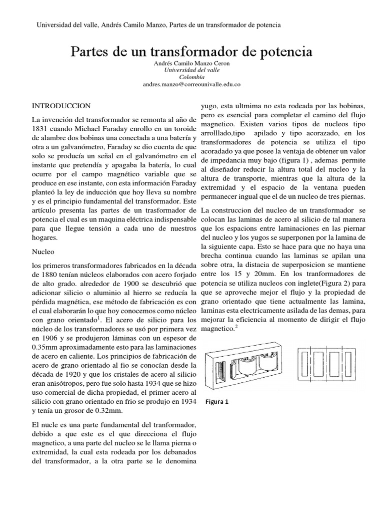 Partes de Un Transformador de Potencia | PDF | Transformador | Inductor