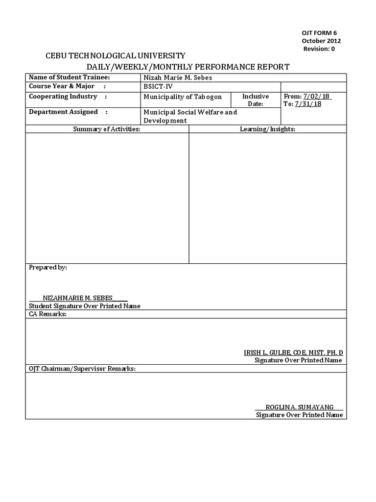 Blank Ojt Forms | PDF