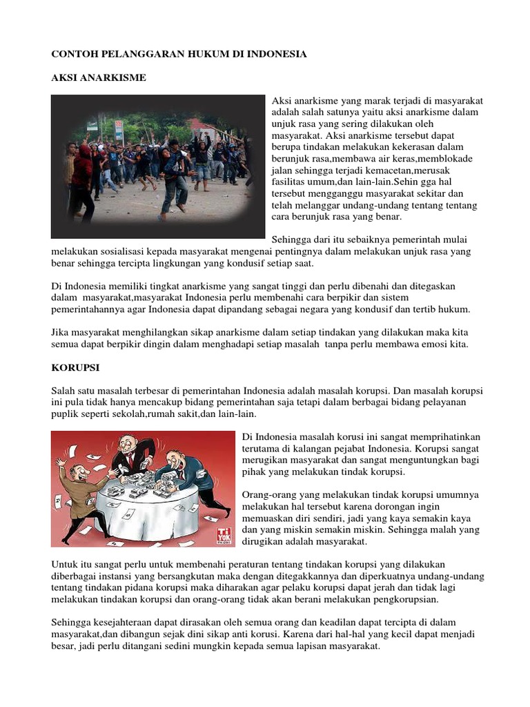 Contoh Pelanggaran Hukum Di Indonesia | PDF