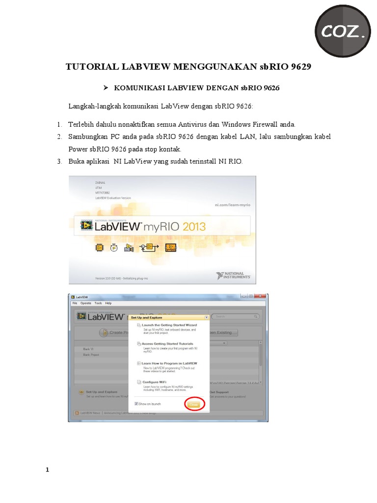 Tutorial Labview Menggunakan Sbrio 9629 | PDF
