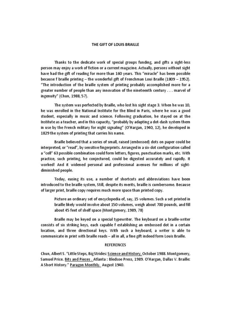 The Gift of Louis Braille | PDF | Writing