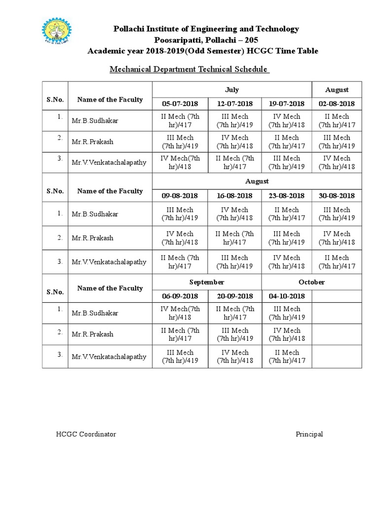 General Technical Timetable | Download Free PDF | Engineering | Science ...